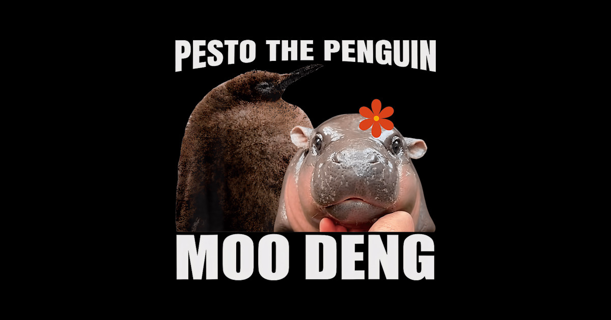 Moo Deng Baby And Pesto The Penguin Cute Zoo - Pesto - Sticker | TeePublic