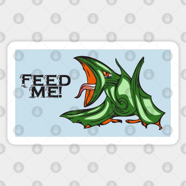 Hungry Green Flying Dinosaur - Dinosaur - Sticker | TeePublic