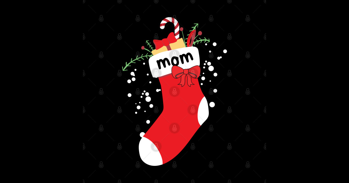 Christmas Stocking With Mom Label - Christmas - Posters and Art Prints ...