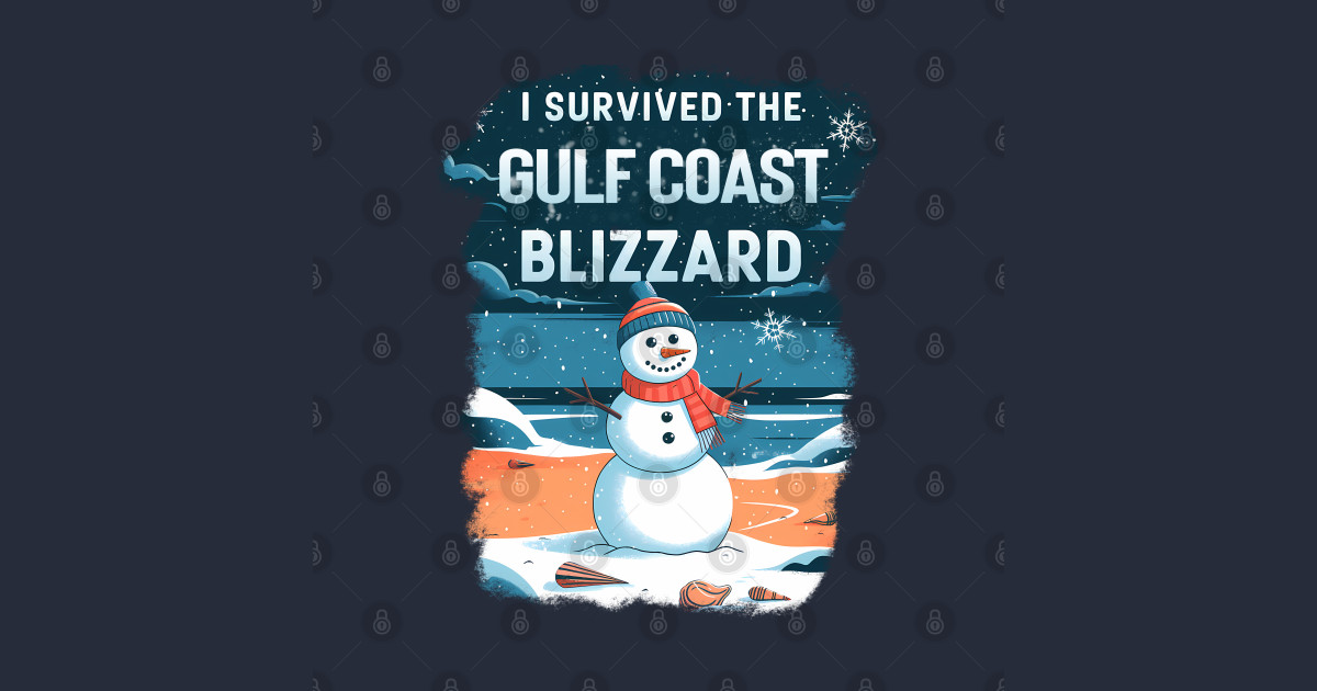 I Survived the Gulf Coast Blizzard with Funny Snowman Beach Design ...