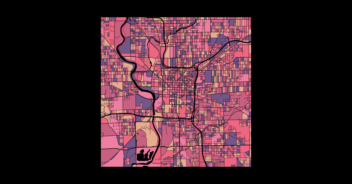 Indianapolis Map Pattern in Purple & Pink - Indianapolis Map - Sticker ...