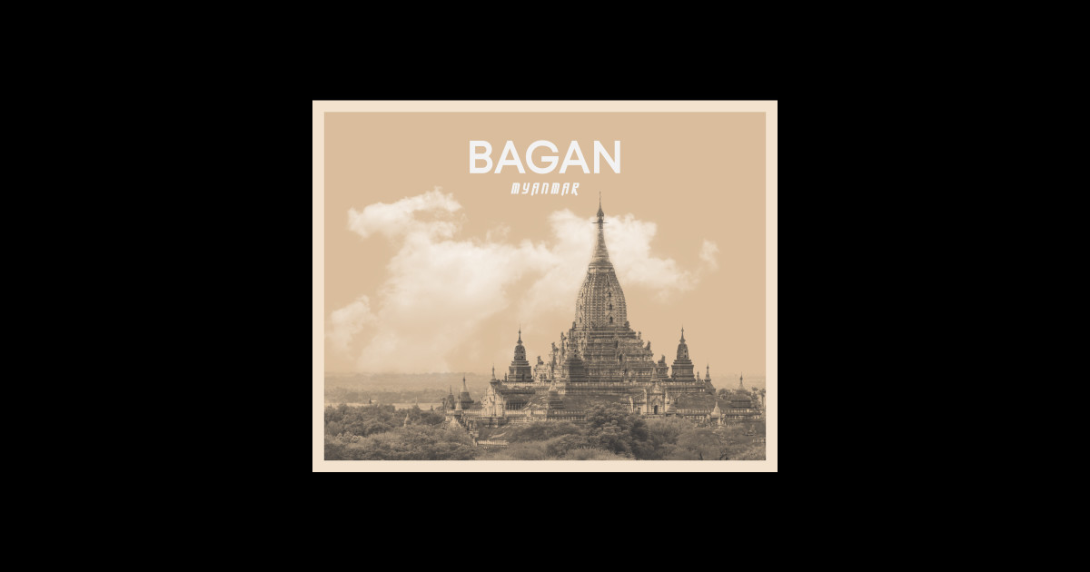 Bagan Myanmar Old Temples Graphic Art - Old Bagan - Sticker | TeePublic
