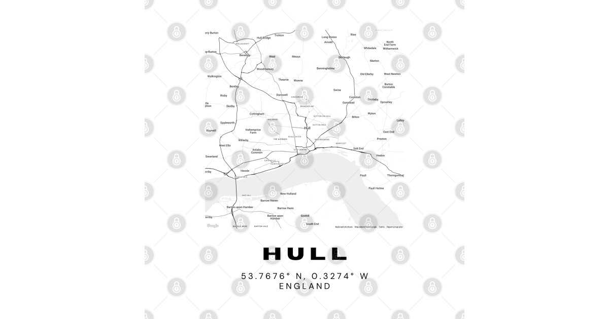 Minimalist Hull Map Art | Black and White Coordinates Print ...