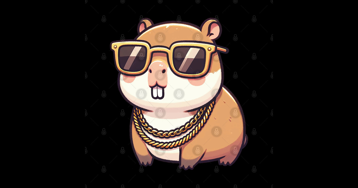 Coolest Capybara Cute Capy with Sunglasses and Chains - Capybara ...