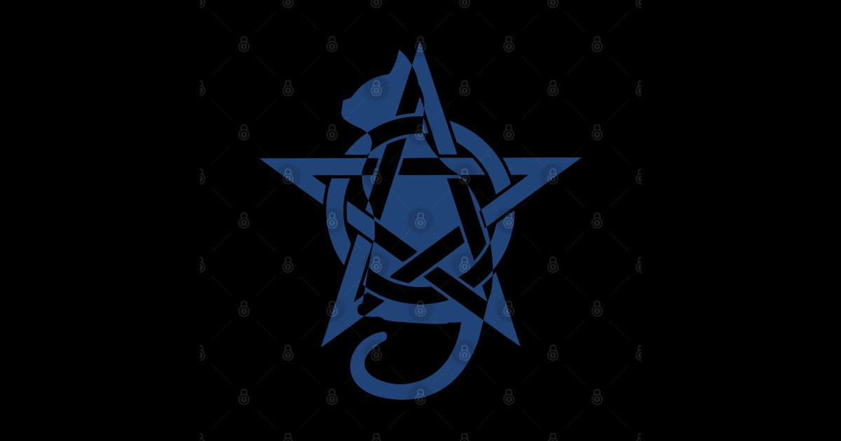 Blue Wiccan Pentacle Cat | Pentagram Cat Silhouette - Blue Wiccan ...