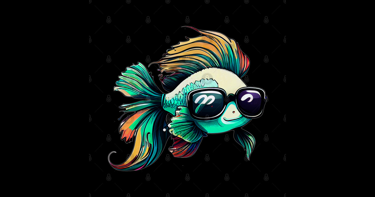 COOL BETTA FISH WITH SUNGLASSES - Betta Fish - Sticker | TeePublic