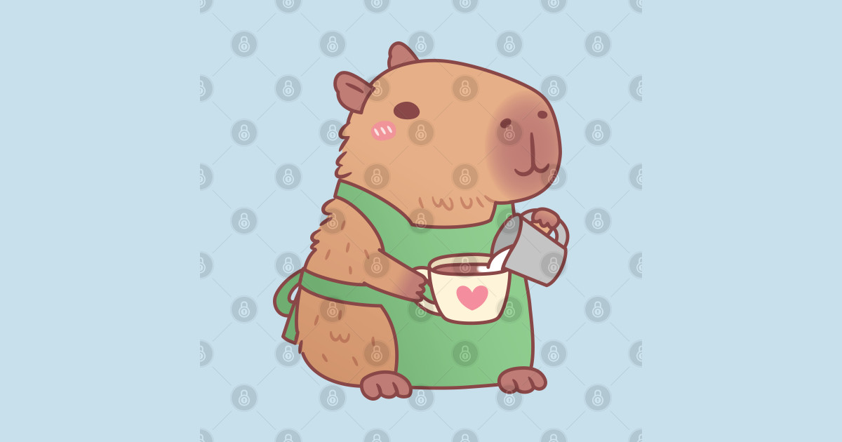 Cute Capybara Barista Making Coffee - Cute Capybara - T-Shirt | TeePublic