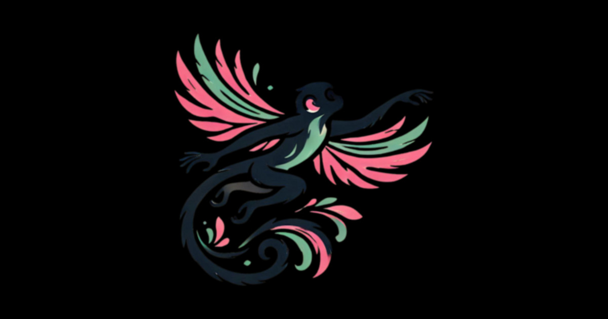 Artistic Flying Monkey Illustration with Wicked Colors - Wicked ...