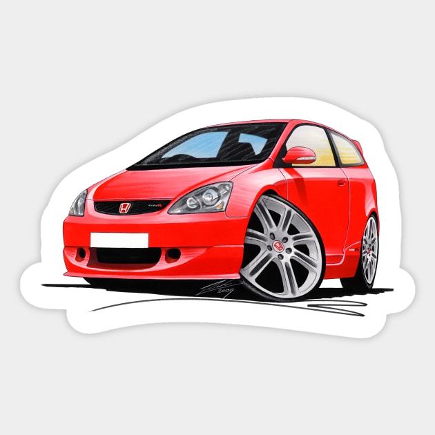 Honda Civic Type-R (EP3) Red - Civic Type R - Sticker | TeePublic