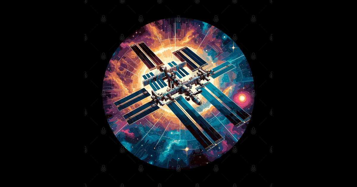 Spectacular Space Station - Cosmic Voyage - Iss - Sticker | TeePublic