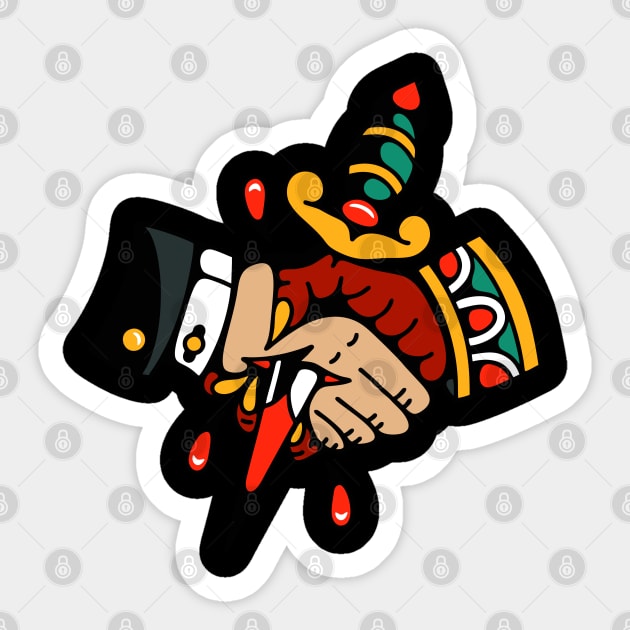 The devil's handshake - Illustration Artwork - Sticker | TeePublic