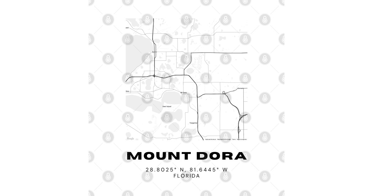 Minimalist Mount Dora Map Art - Florida City Coordinates Design - Mount ...