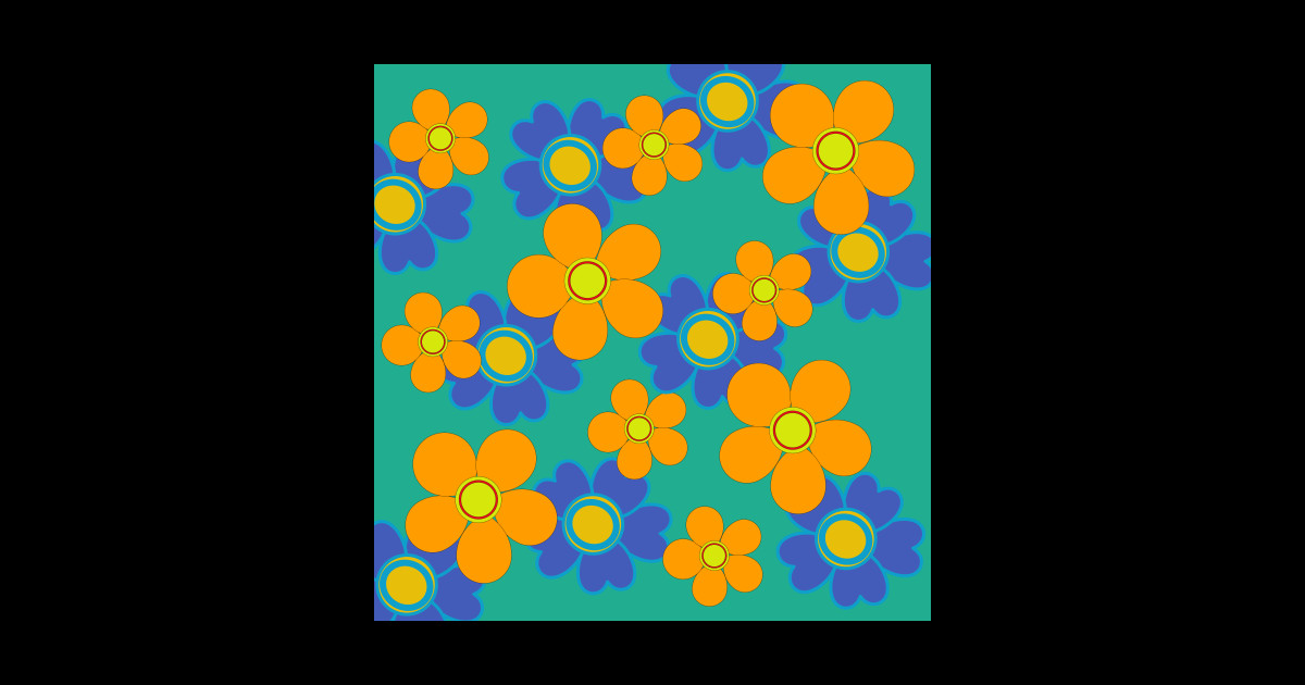 Retro 60's style flower pattern - Flower Pattern - Sticker | TeePublic