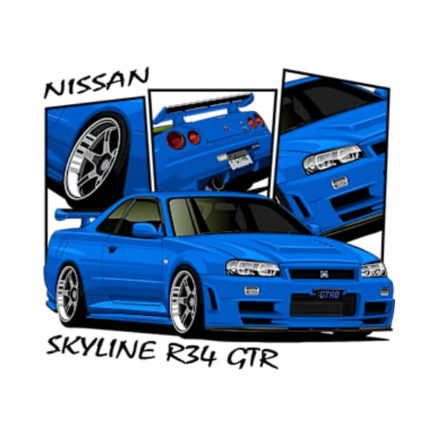 Nissan Skyline GTR R34, JDM Car - Nissan Skyline Gtr R34 - Pin | TeePublic