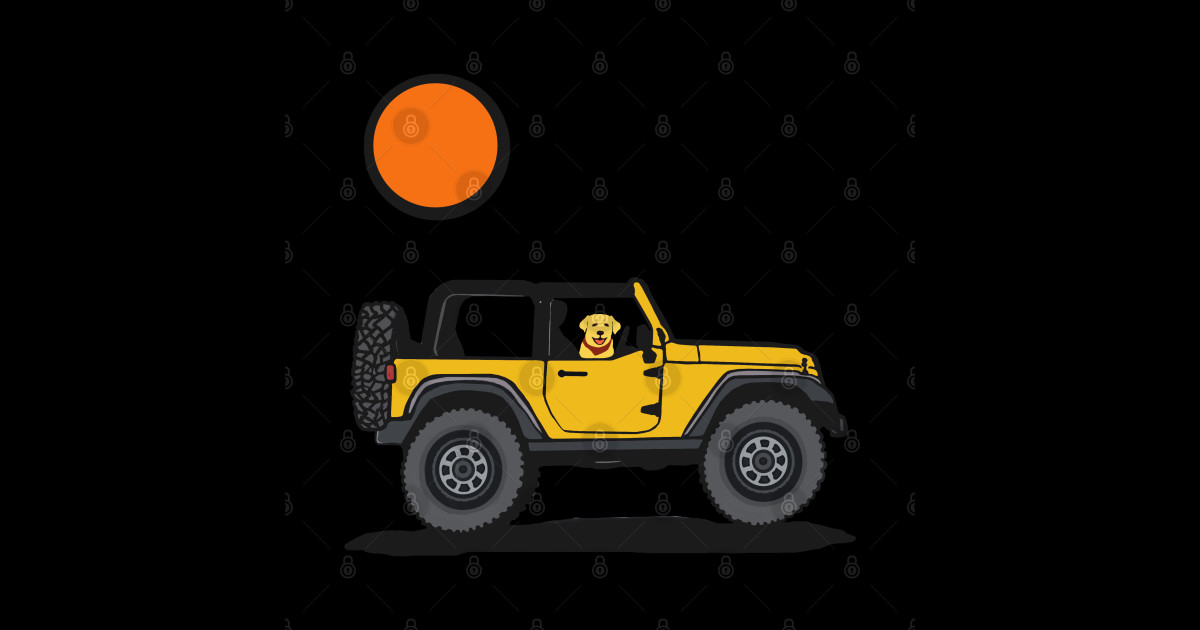 Yellow 4x4 with Dog Rider - Jeep Wrangler - Sticker | TeePublic