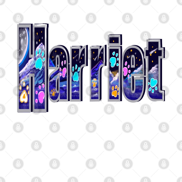 Harriet girls first name in with paw prints retro Personalized ...