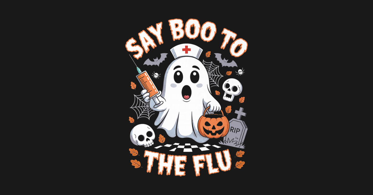Retro Nurse Ghost Halloween Vaccine Say Boo To The Flu - Nurse Ghost ...