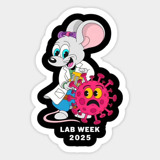 Lab week, back print only girl lab rat - Lab Week - Sticker | TeePublic