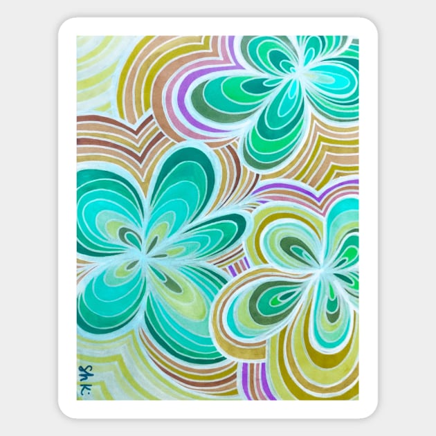 Retro Flowers 2 (Inverted) - Floral - Sticker | TeePublic