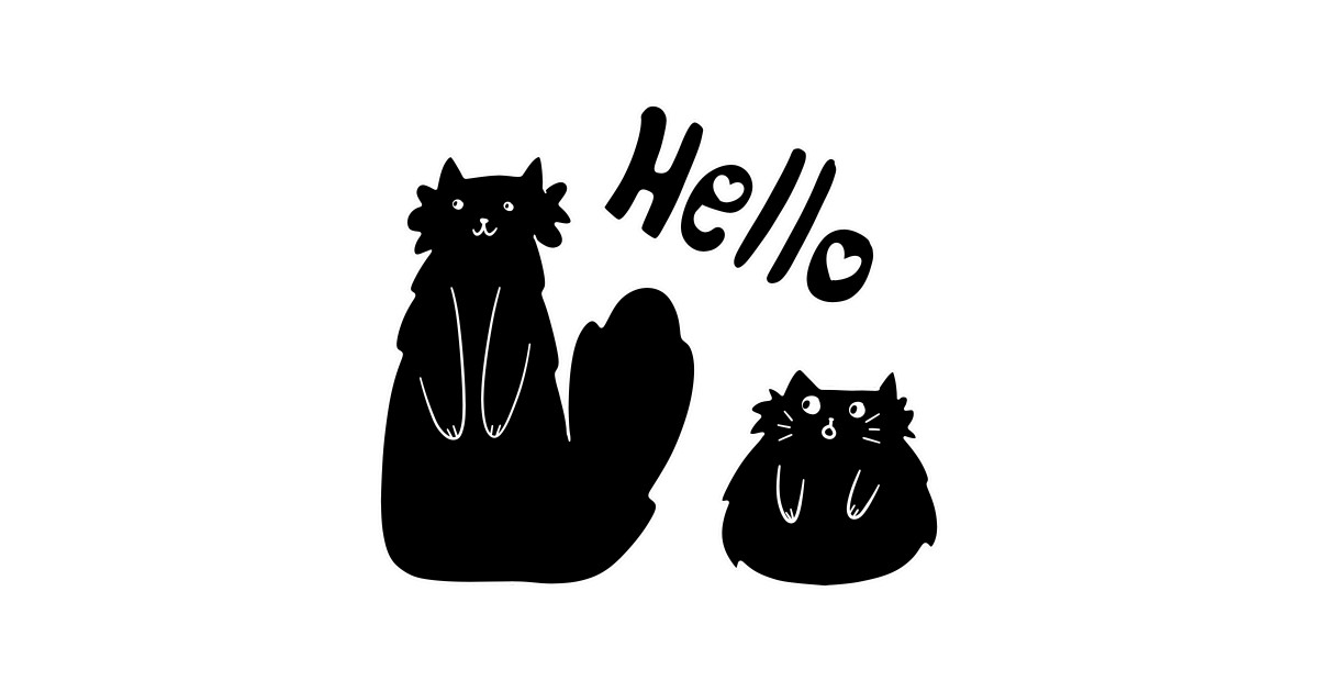 "Hello" Black Cats - Cats - T-Shirt | TeePublic