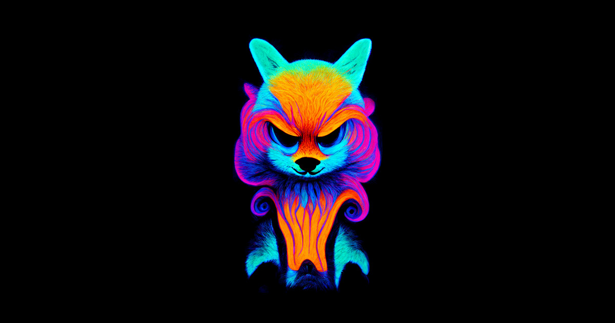 Smirking Fox - Psychedelic - Smirking - Sticker | TeePublic