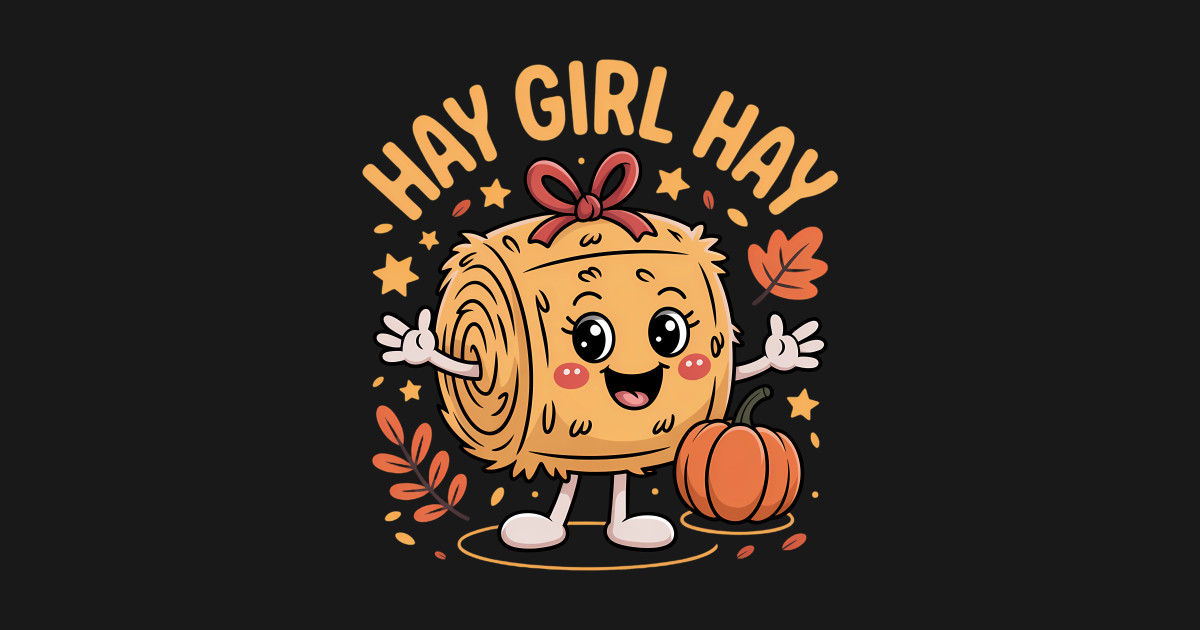 Hay Girl Hay Cute Funny Fall Hay Bale - Funny Fall Hay Bale - T-Shirt ...