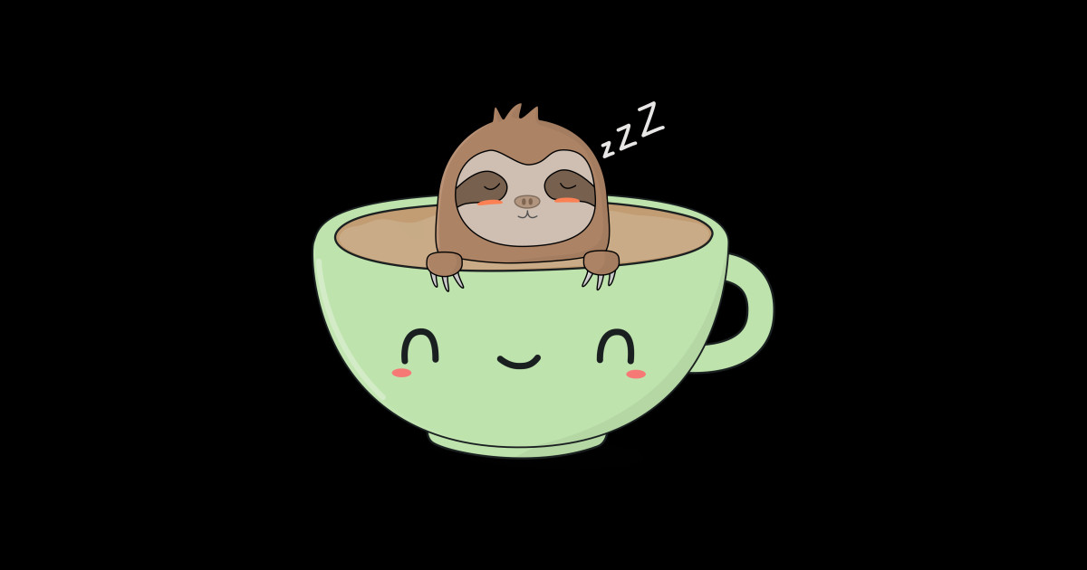 Cute Cartoon Coffee Sloth - Coffee Sloth - Posters and Art Prints ...