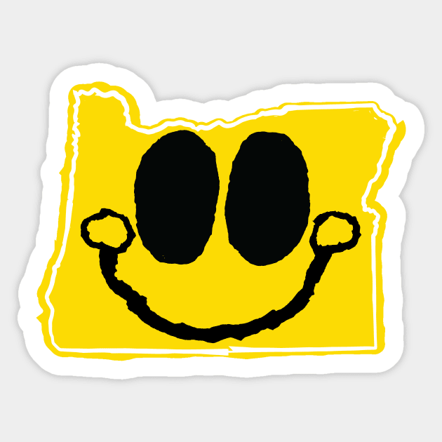 Oregon Happy Cartoon Map Face with smile - Oregon - Sticker | TeePublic
