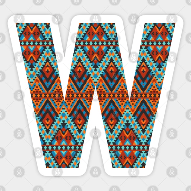 Letter W- boho design - Letter W Boho Design - Sticker | TeePublic