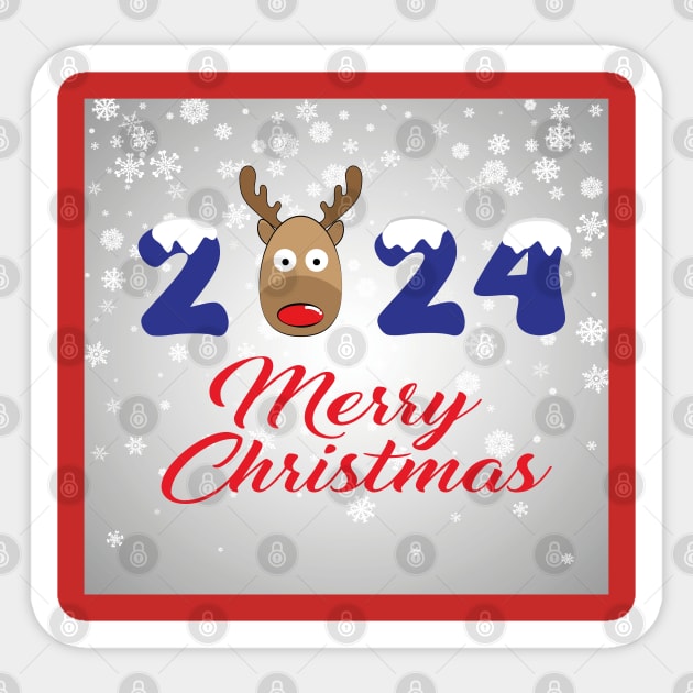 reindeer christmas 2024 - Reindeer Merry Christmas - Sticker | TeePublic