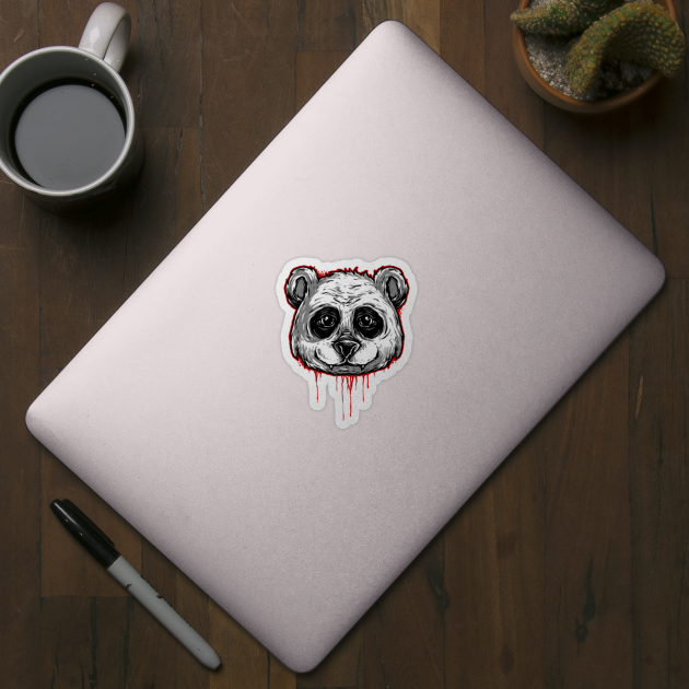 The scary bloody face of the panda - Bloody Panda - Sticker | TeePublic