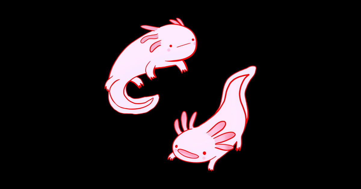 Pink axolotls drawing - Axolotl - Sticker | TeePublic