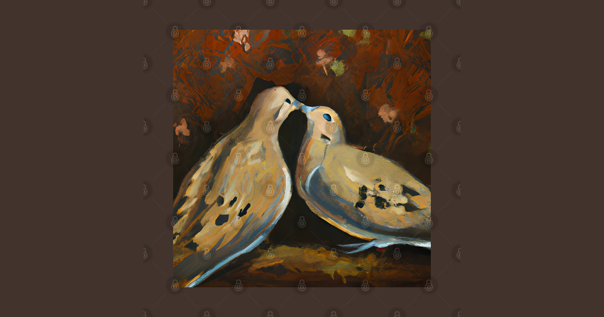 Kissing Mourning Doves Painting - Love Birds - T-Shirt | TeePublic