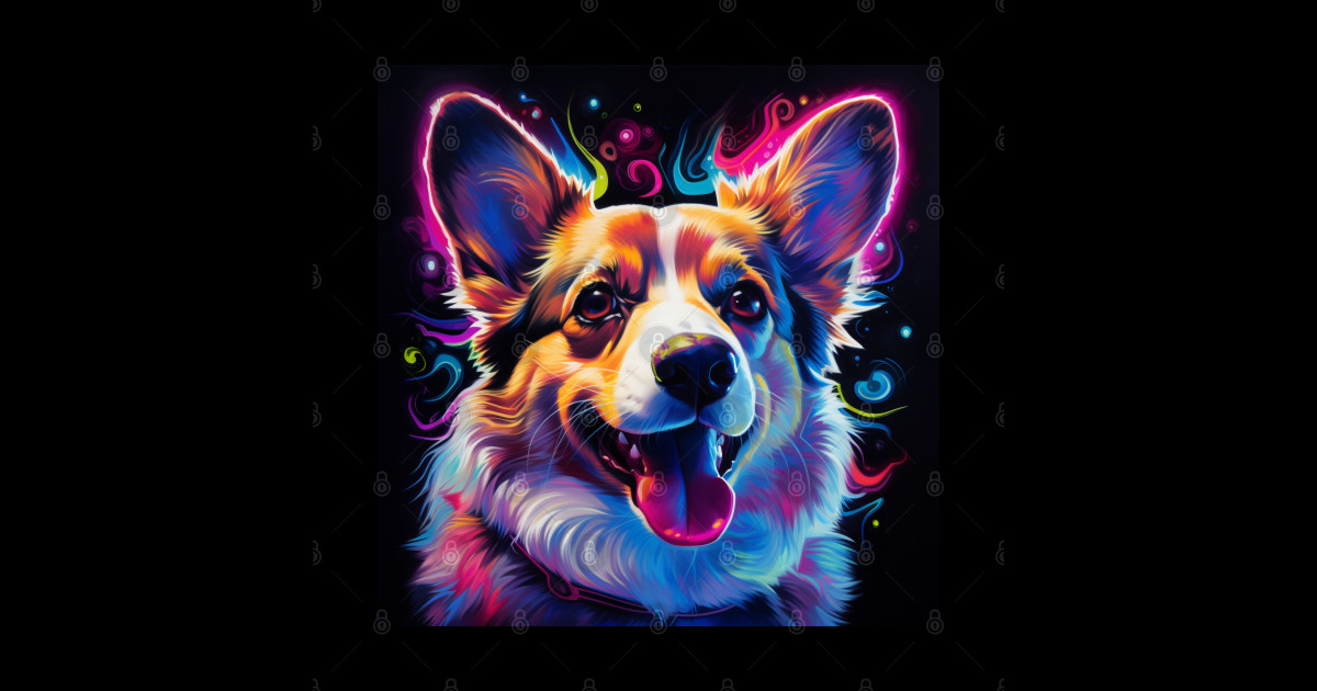 Neon Corgi - Corgi - Sticker | TeePublic
