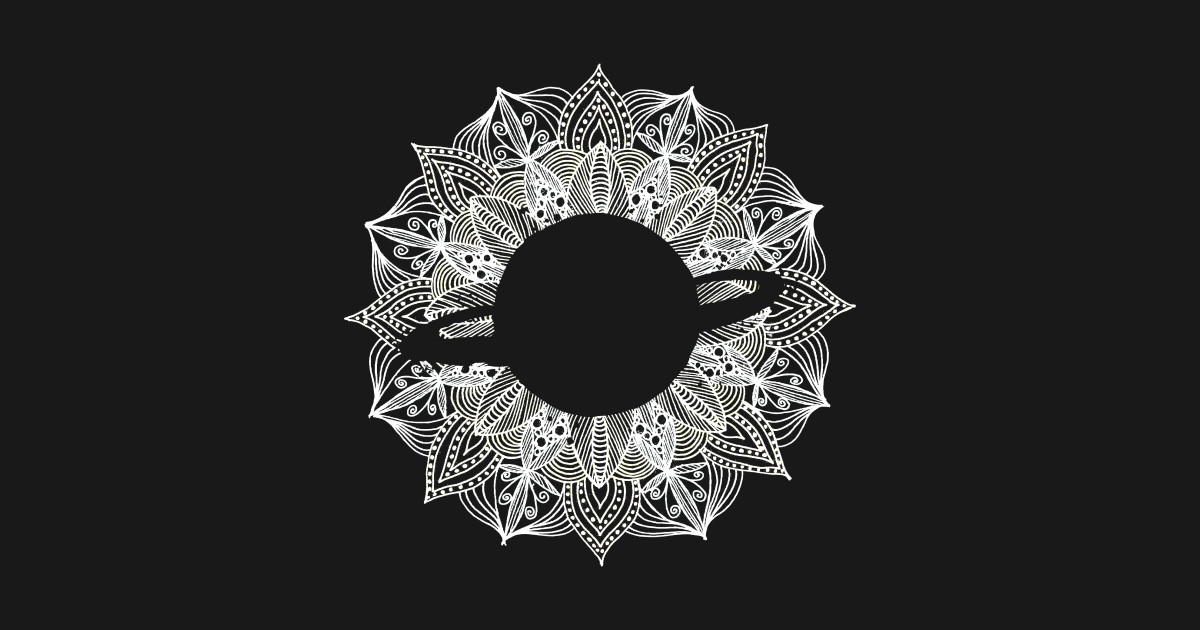 White Mandala Circle Planet - Mandala Planet - T-Shirt | TeePublic
