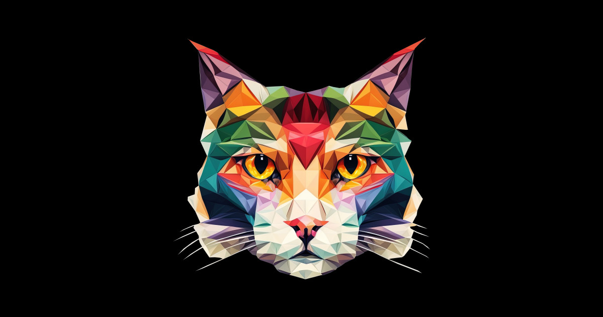 Polygon Cat Head 01 - Cat Head Illustration - Sticker | TeePublic