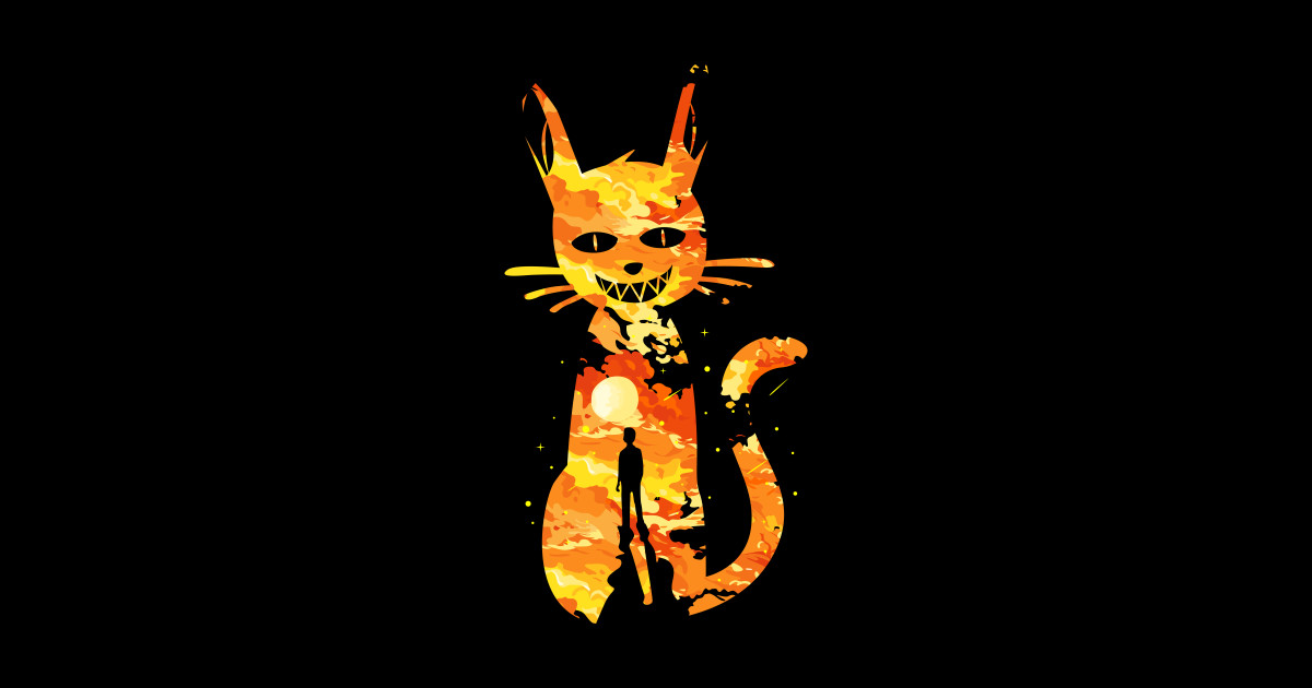 cat on fire - Cat On Fire - Sticker | TeePublic