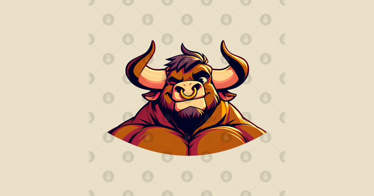 Muscular Winking Bull Anthro Furry Minotaur Design V2 - Furry - T-Shirt ...