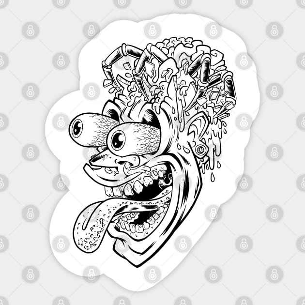 Brain Buster Black Tee - Fat Rocket Studios - Sticker | TeePublic
