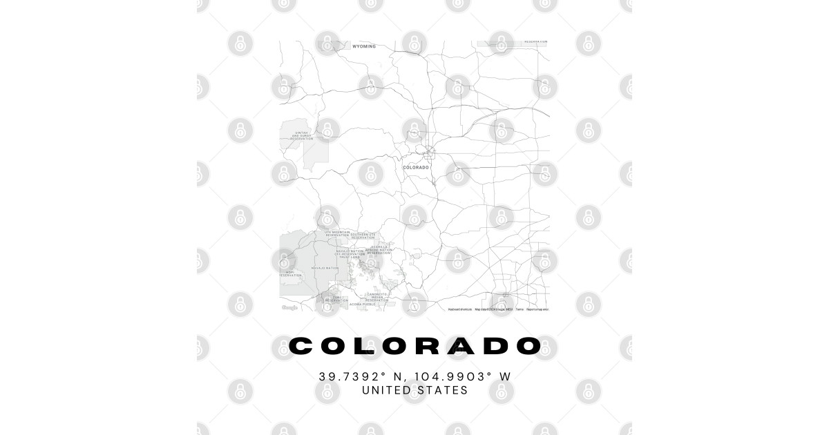 Minimalist Colorado Map Art - Black and White Coordinates Design ...
