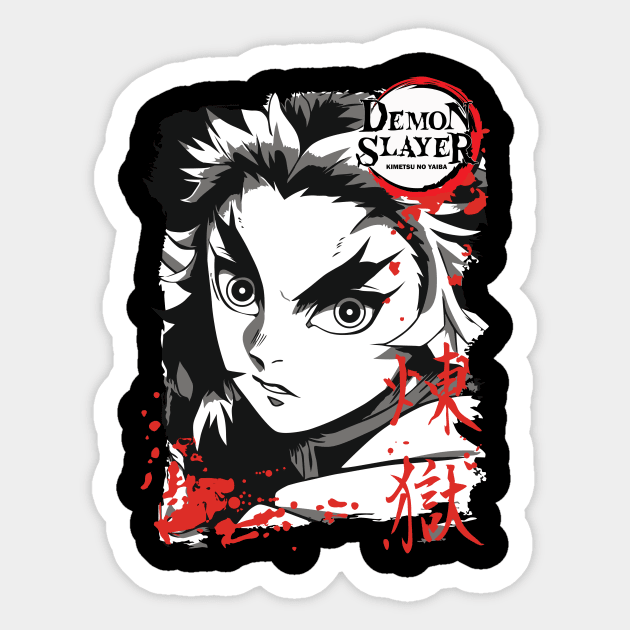 Rengoku black and white - Rengoku Kyojuro - Sticker | TeePublic