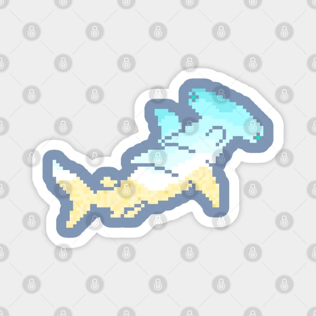 Modern Pixel Sea Hammerhead Shark - Hammerhead Shark - Magnet | TeePublic