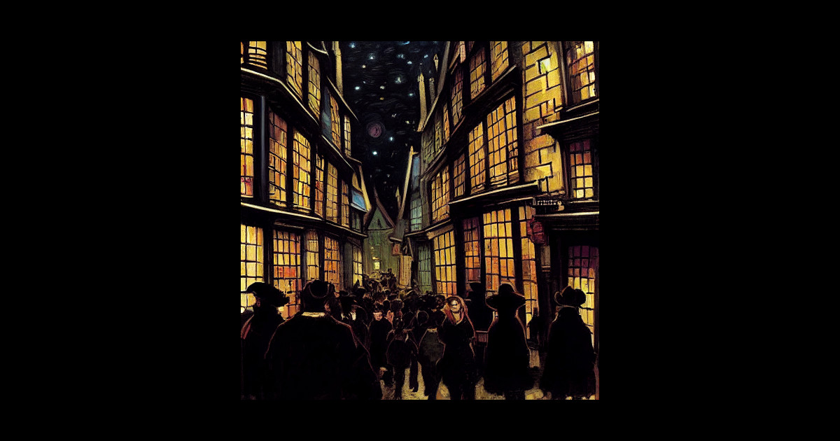 Starry Night in Diagon Alley - Jk Rowling - Sticker | TeePublic