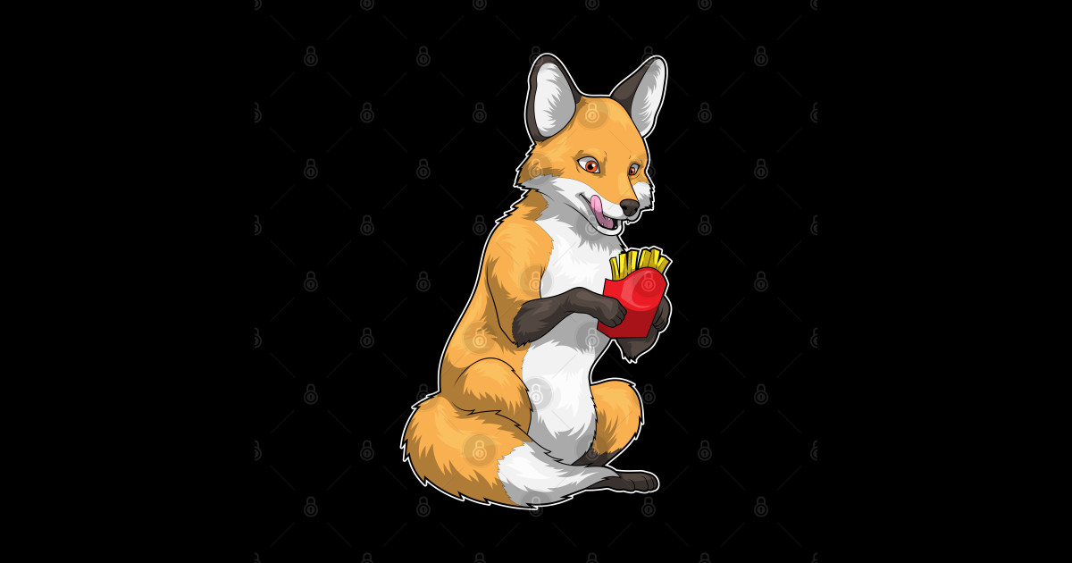 Fox French fries - Fox - Sticker | TeePublic