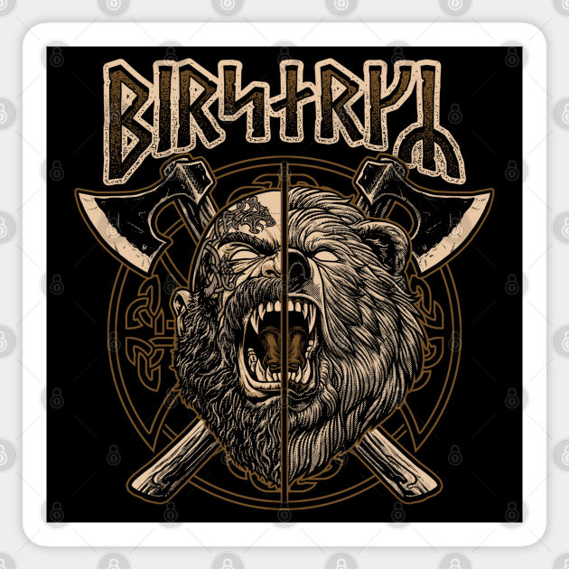Norse Viking Berserker Runes Pagan Bear Warrior - Berserker - Sticker ...