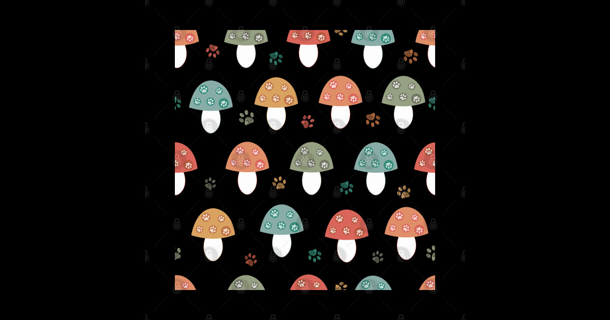 Mushroom with paw prints pattern - Mushroom With Paw Prints Pattern ...