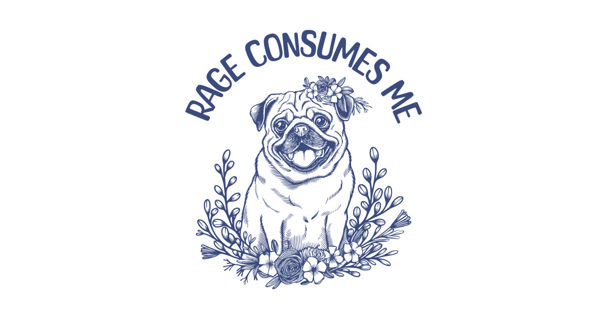 Pug Rage Consumes Me Line Drawing - Consumes - T-Shirt | TeePublic