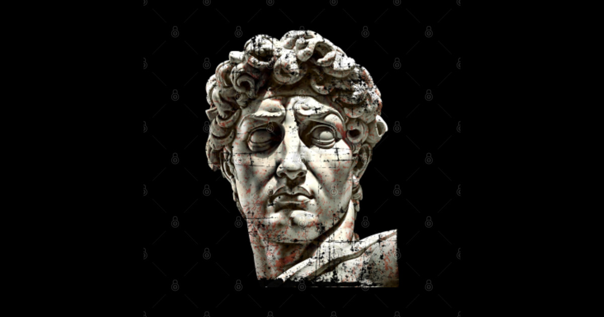 Grunge Michelangelo's David Statue Head Figure - Distressed Classical ...