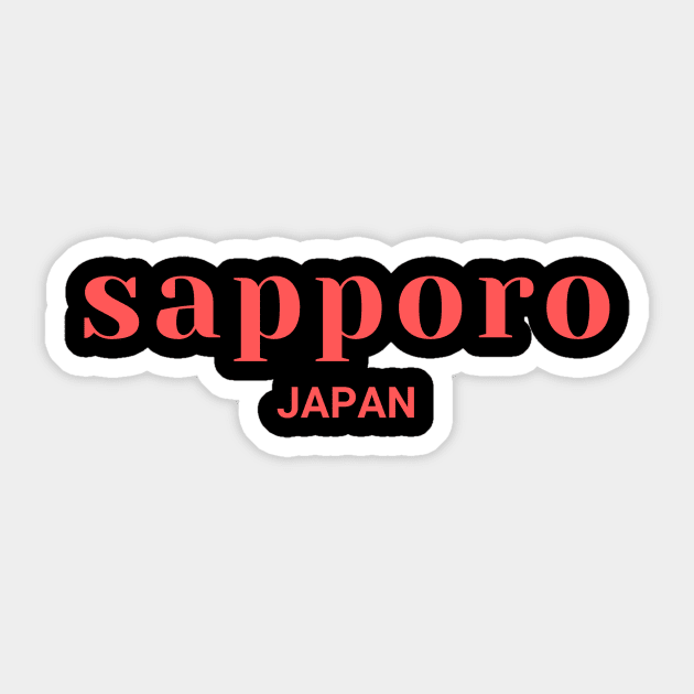 Sapporo Japan Simple Text Red Design - Sapporo Japan - Sticker | TeePublic