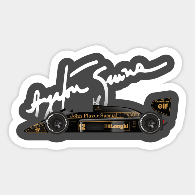Ayrton Senna's Lotus 98T Illustration - Ayrton Senna - Sticker | TeePublic